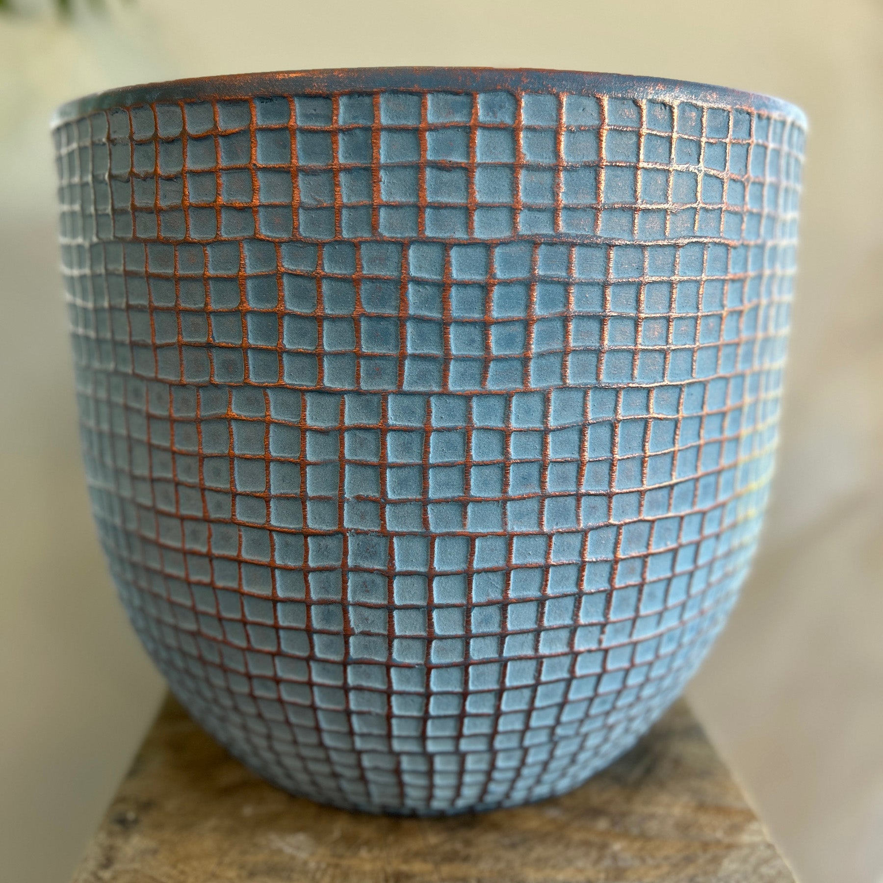 Blue Squares Large Ceramic Pot 13in – Ottawa Flowers Inc.